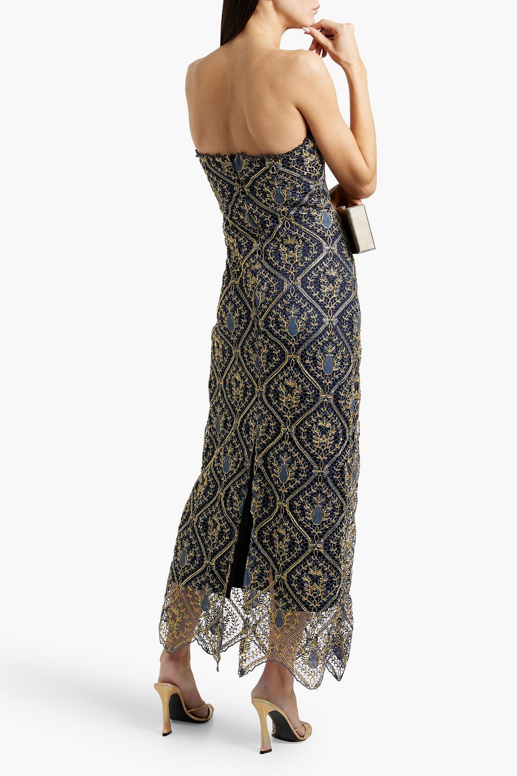 Robe maxi en guipure lace AGUA BY AGUA BENDITA Jacaranda avec perles et ...